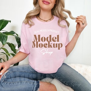 Gildan 5000 Light Pink Mockup, Pink T-shirt Mockup, Oversized Tee Shirt ...