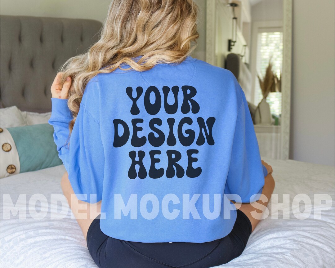 Comfort Colors Flo Blue 1566 Mockup, Comfort Colors Sweatshirt Backside ...