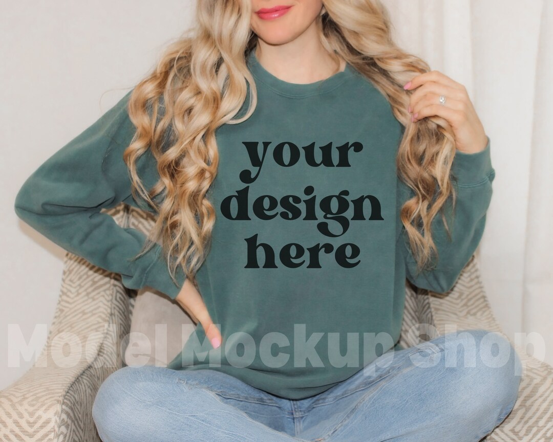 Comfort Colors Blue Spruce 1566 Mockup, Comfort Colors Sweatshirt ...