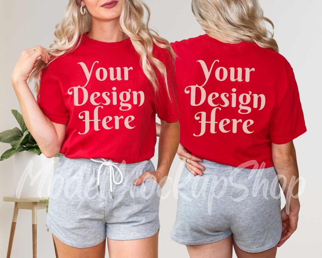 Comfort Colors C1717 Red Shirt Mockup | CC Red Tshirt | Oversized ...