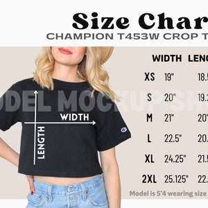 Champion T453W Size Chart Bundle - Champion Cropped Tee Size Chart ...