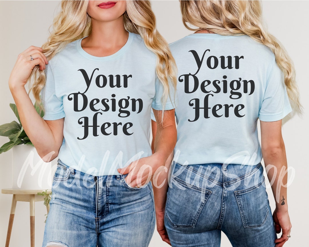 Heather Ice Blue Bella Canvas 3001 Mockup | Heather Ice Blue Mock up ...