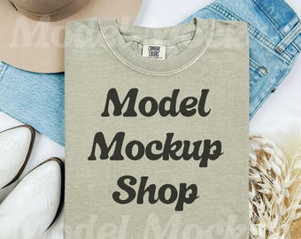 Comfort Colors 1717 Sandstone Mockup, Comfort Colors Flat Lay Mock Up ...