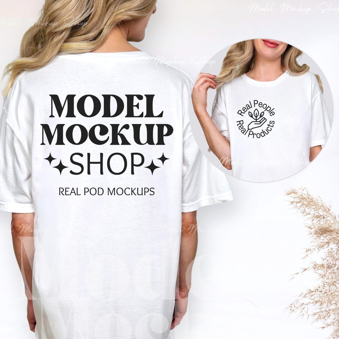 Comfort Colors C1717 White Shirt Front & Back Mockup | 1717 White T ...