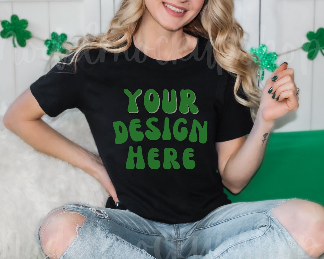 St Patricks Mockup Black Bella Canvas 3001 Mockup St. Patricks Day ...