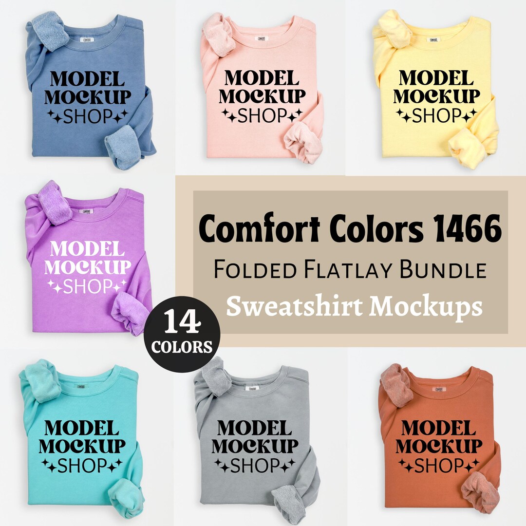 Comfort Colors 1466 Mockup Bundle, 1466 Simple Flat Lay Mockups, Folded ...