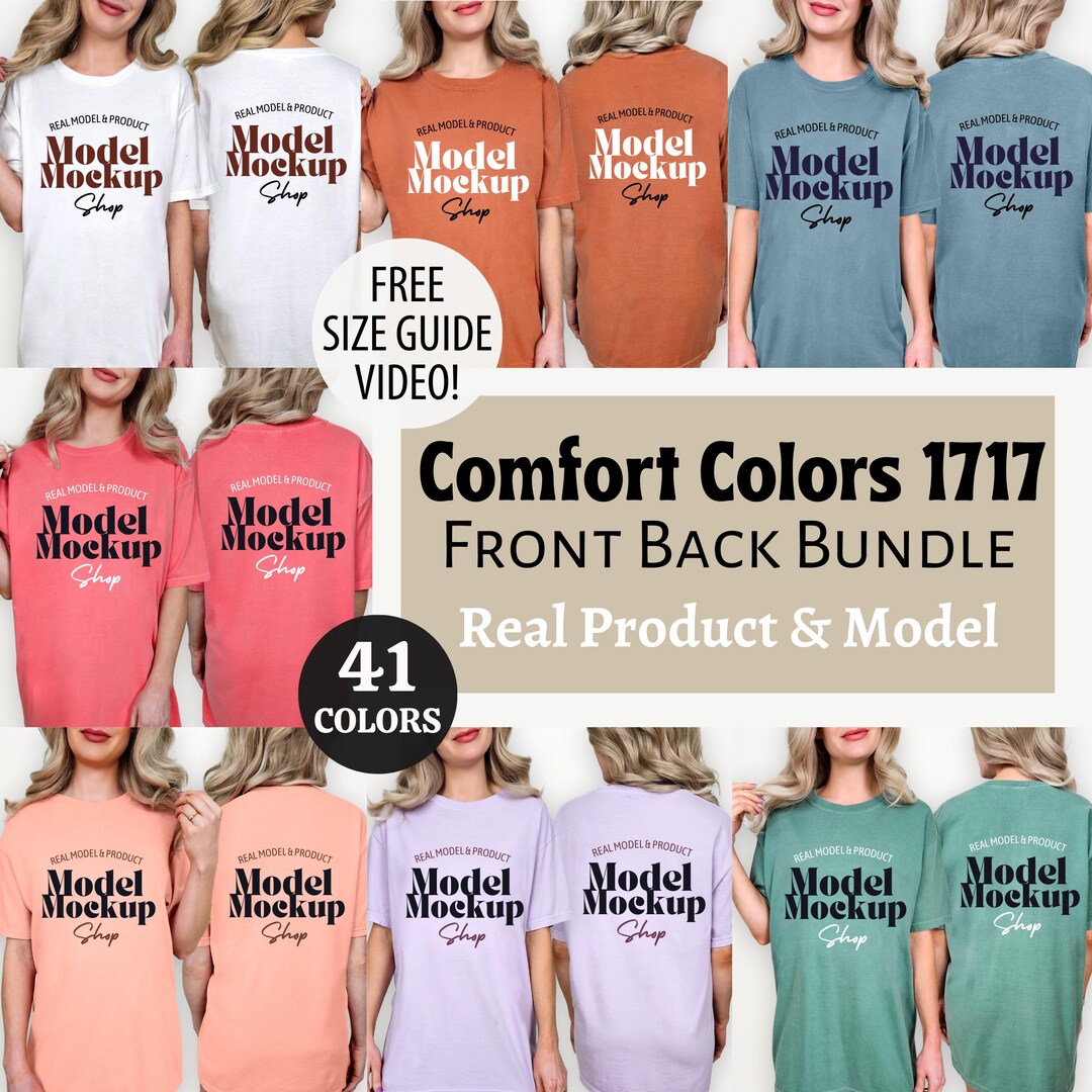Comfort Colors 1717 Front Back Mockup Bundle, 1717 Tshirt Bundle, Real ...