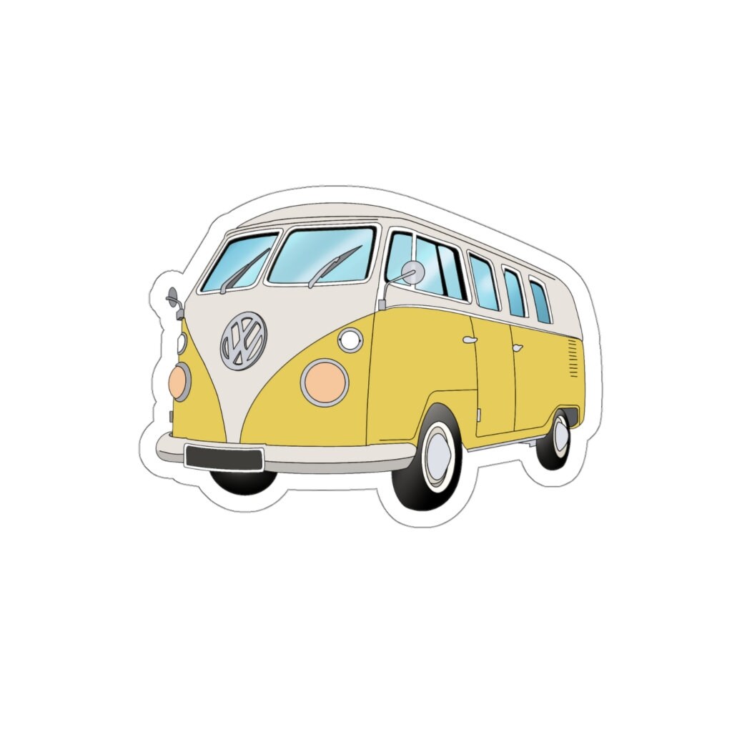Yellow 70s Van Sticker - Etsy