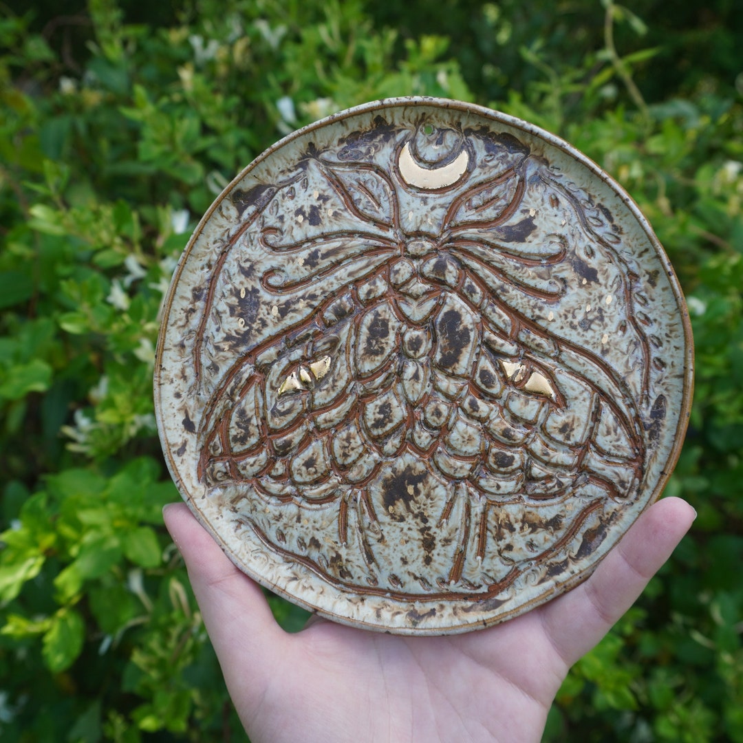 Woodsy Moth Ceramic Wall Art Wall Hanging Hand Carved Handmade Gift ...