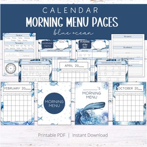 Morning Menu Pages - Blue Ocean | Calendar Pages | Homeschool Morning ...