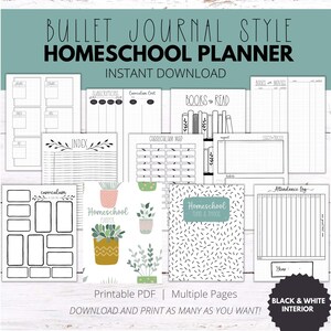 Printable Homeschool Planner Black & White Interior Dot Journal Planner ...