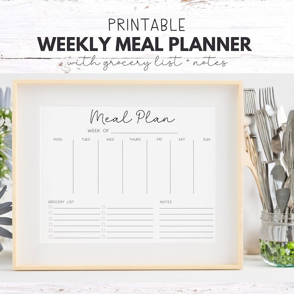 Printable Menu Planner Meal Planner Weekly Menu Monthly Menu - Etsy