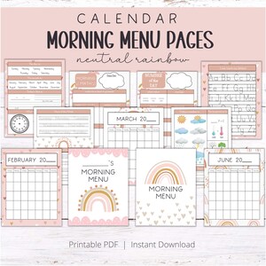 Morning Menu Pages Homeschool Morning Menu Calendar Pages - Etsy