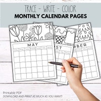 Coloring Monthly Calendar Pages | Homeschool Printable (PDF) - Etsy
