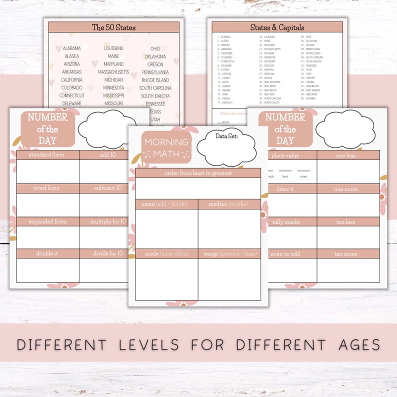 Morning Menu Pages Homeschool Morning Menu Calendar Pages - Etsy