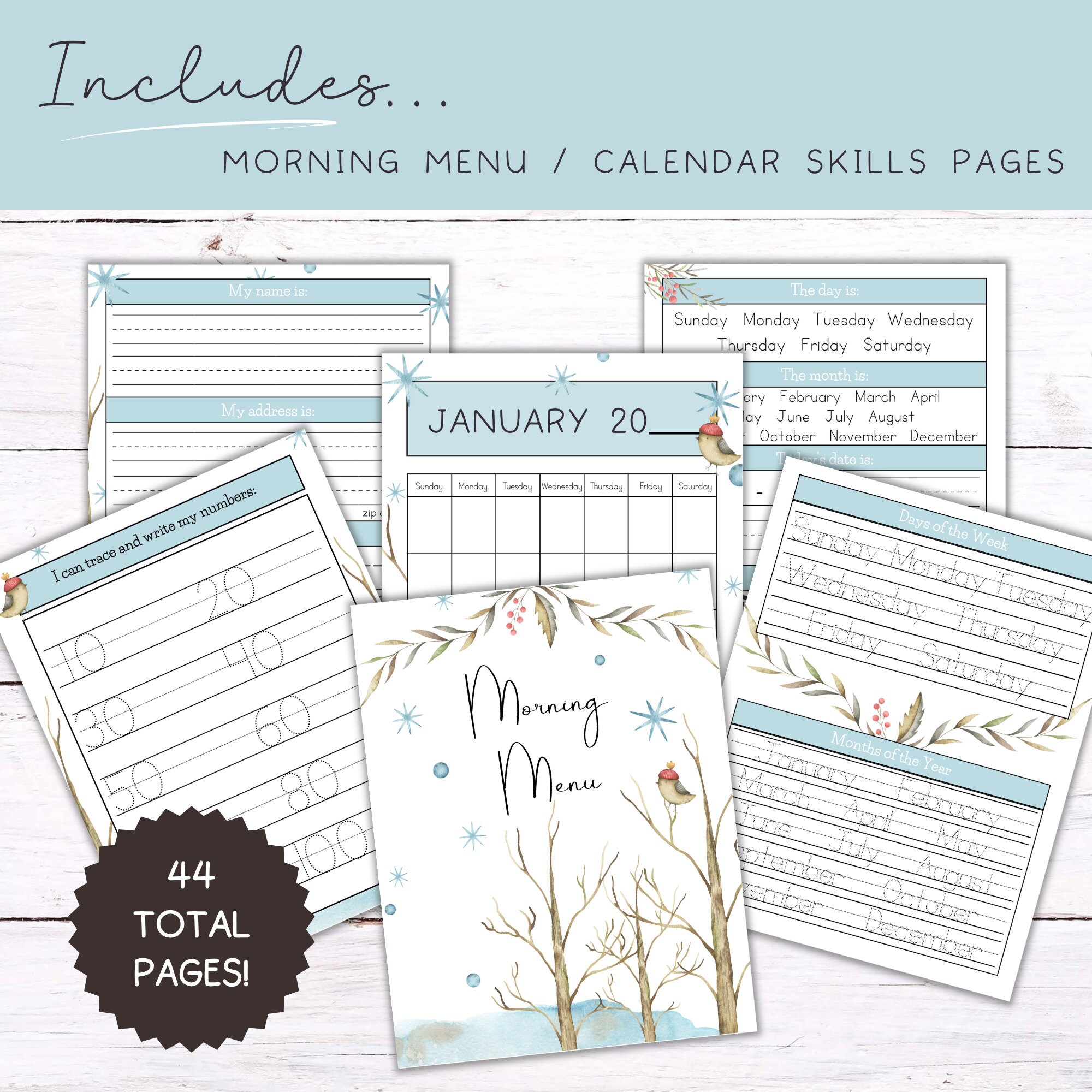 January Bundle | Morning Menu | Winter Themed Printables - Etsy