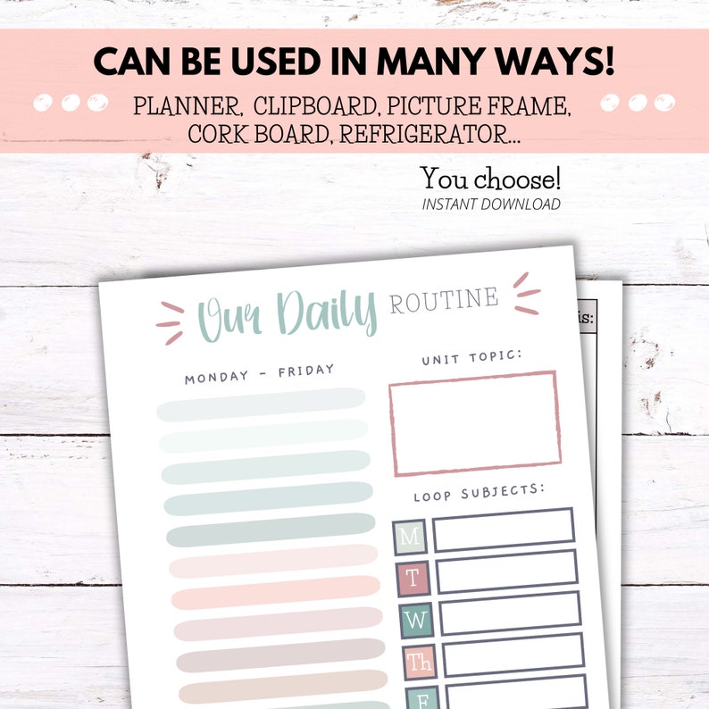 Daily Routine Template Daily Schedule Printable Homeschool - Etsy