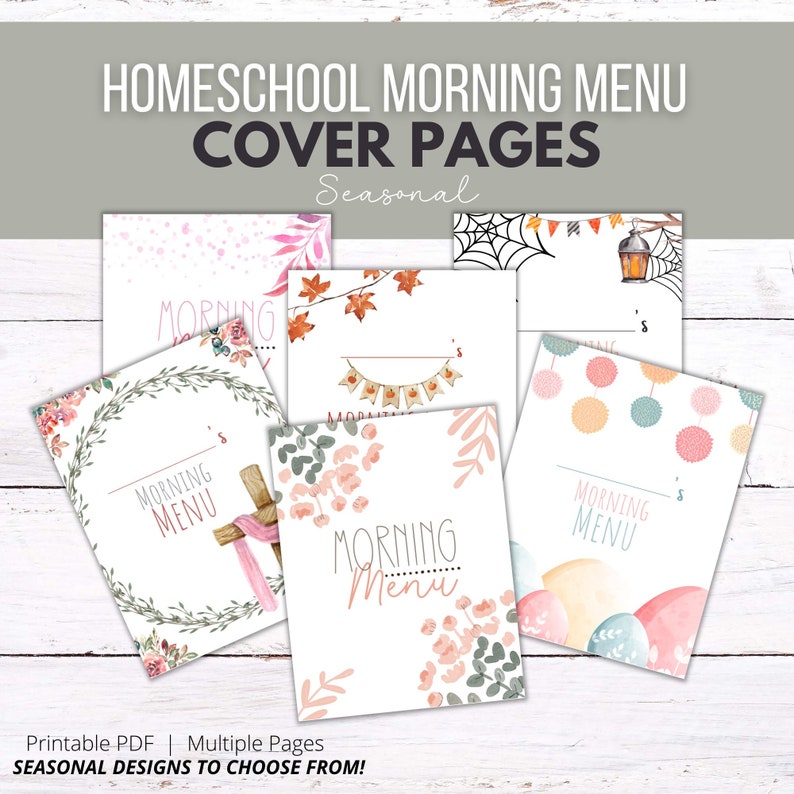 Seasonal Morning Menu Covers Morning Time Binder Covers - Etsy