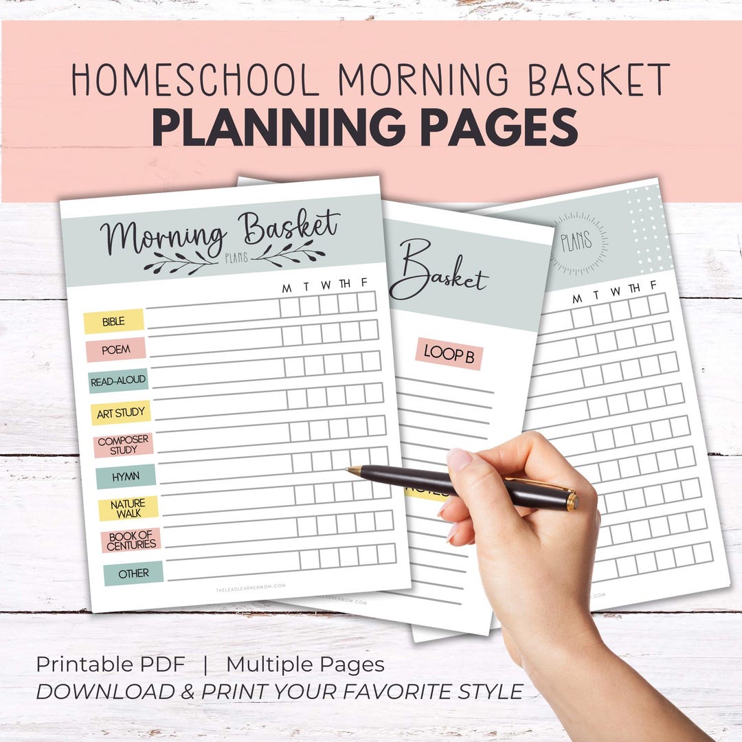 Homeschool Morning Basket Schedule | Planning Pages (digital PDF) - Etsy