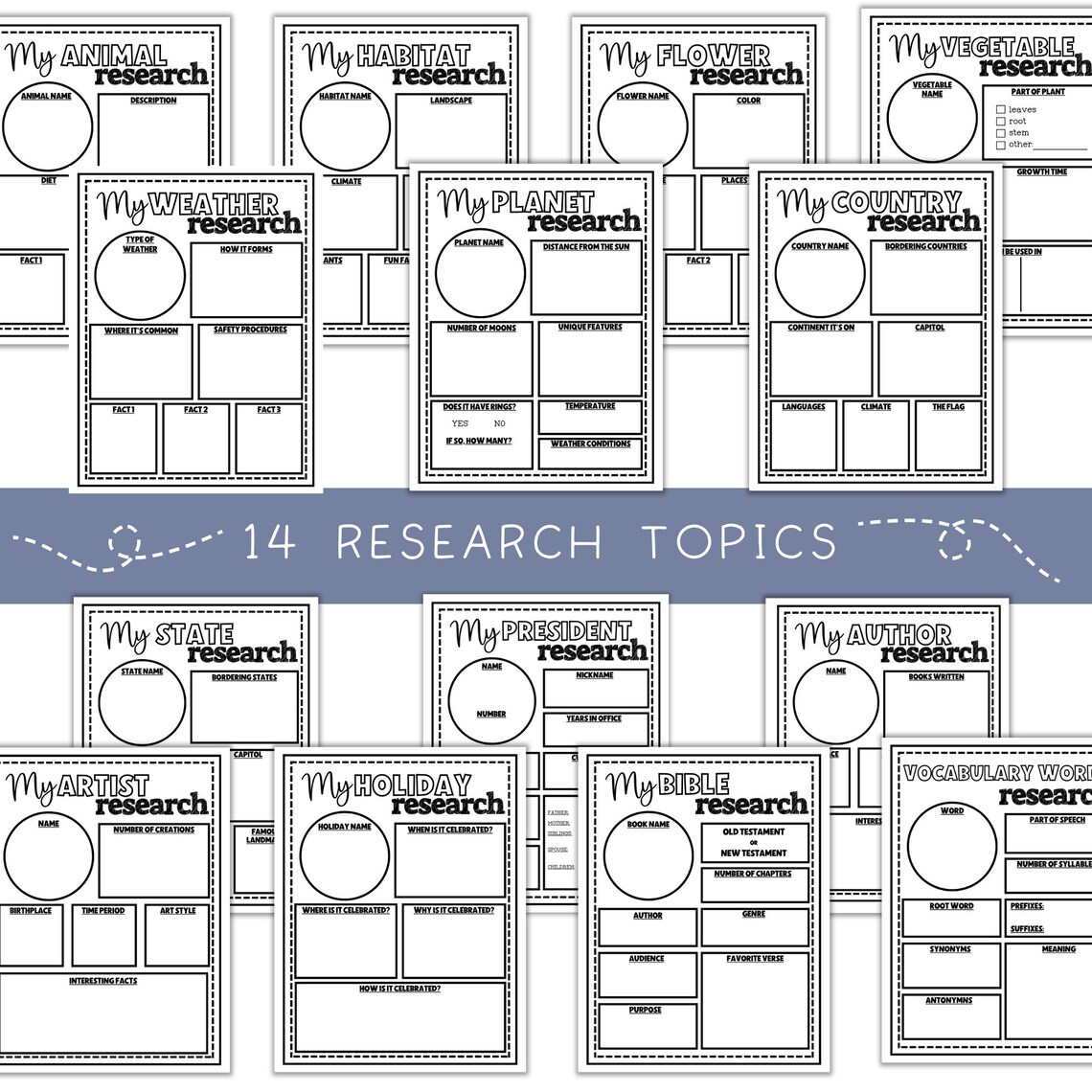 Research Worksheet Bundle | Printable Research Template | Essay ...