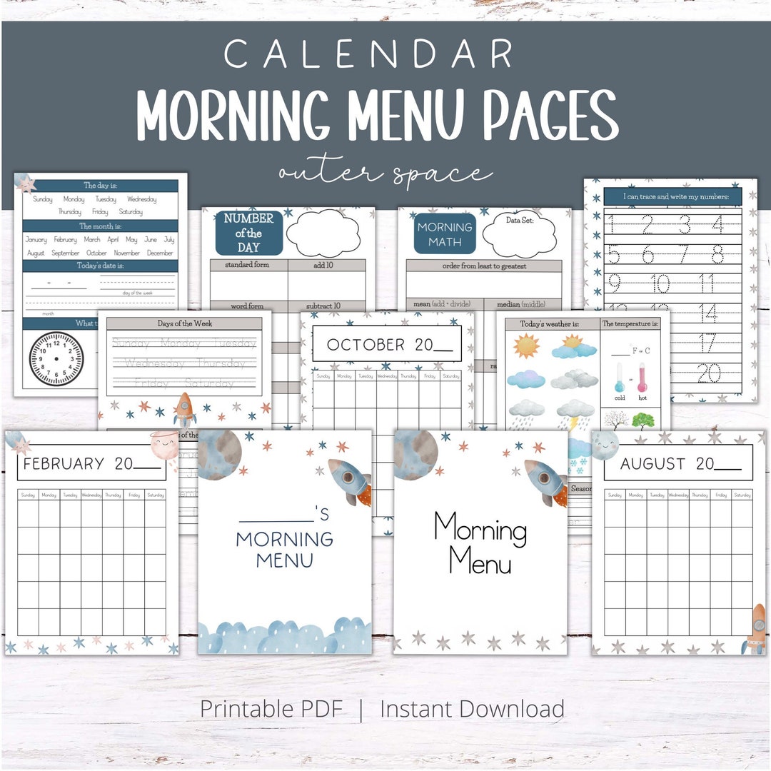 Morning Menu Pages Homeschool Morning Menu Calendar Pages Morning Time ...