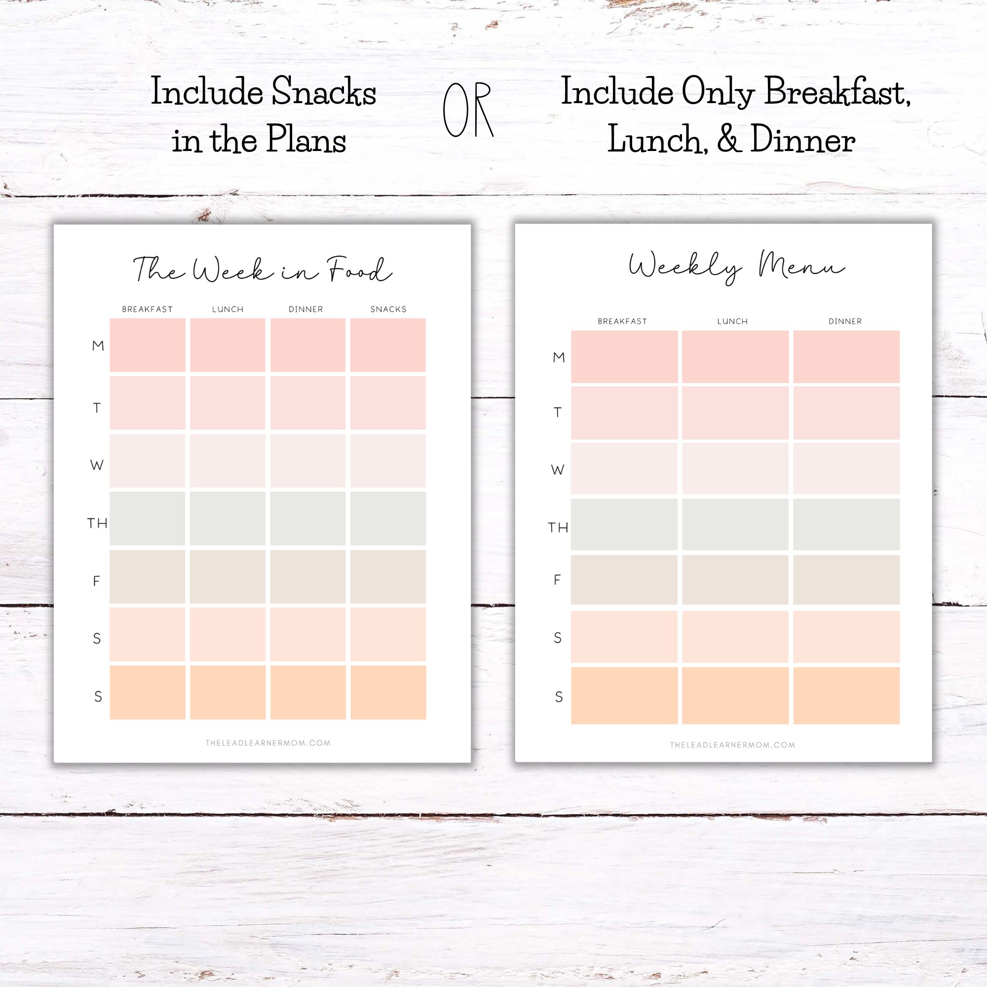 Printable Menu Planner Meal Planner Weekly Menu Monthly Menu - Etsy