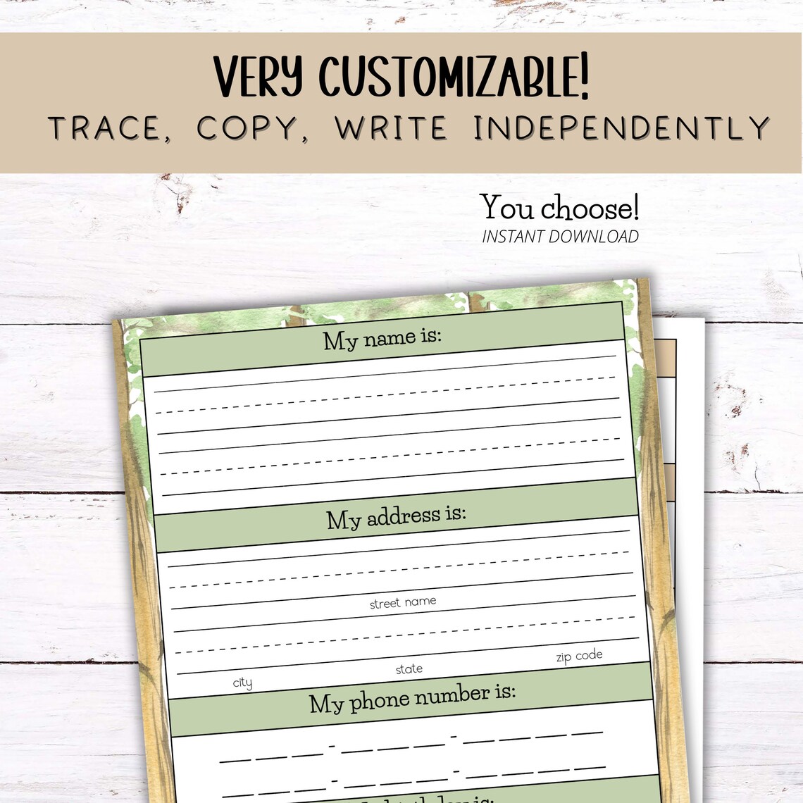 Morning Menu Pages Forest Design Calendar Pages - Etsy