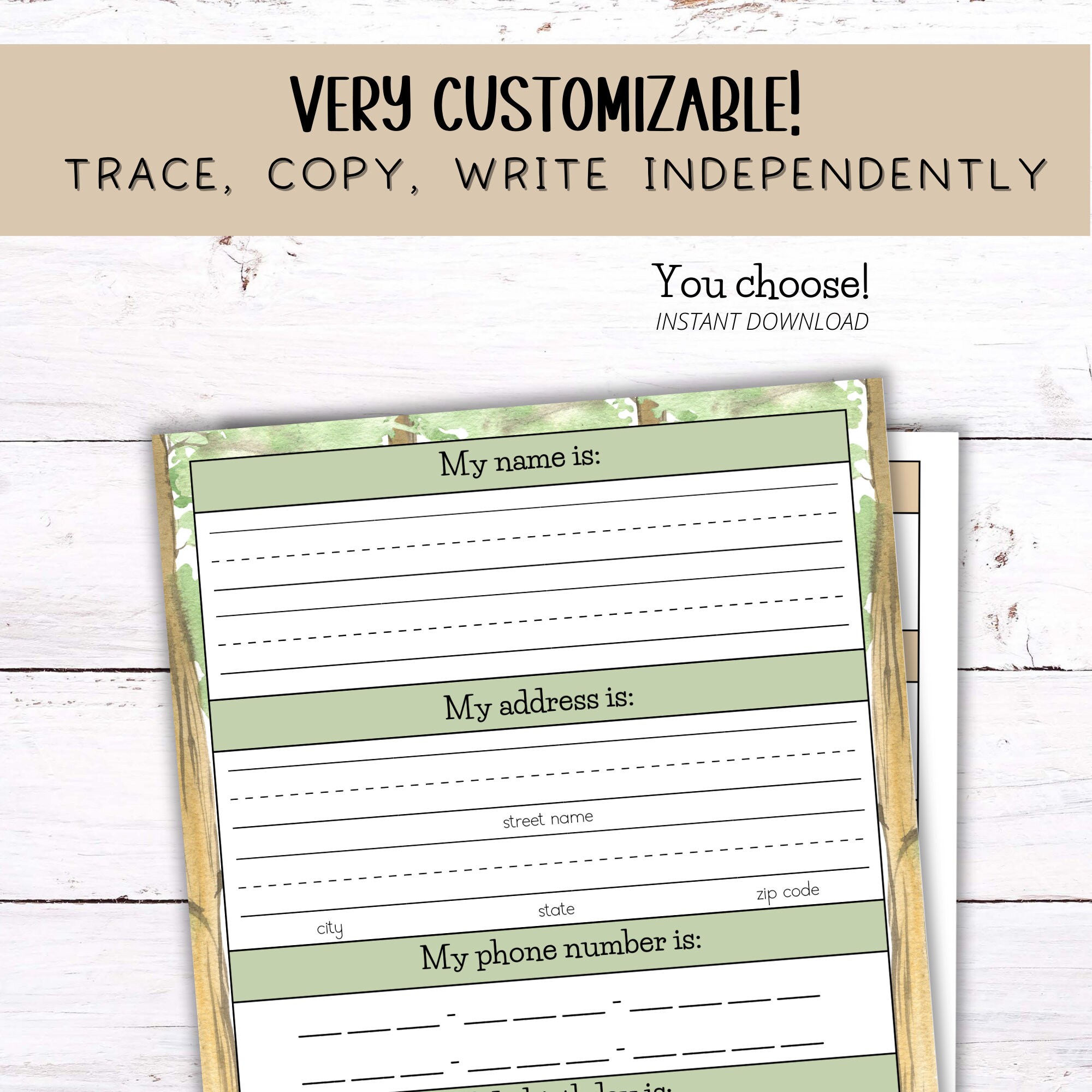 Morning Menu Pages Forest Design Calendar Pages - Etsy