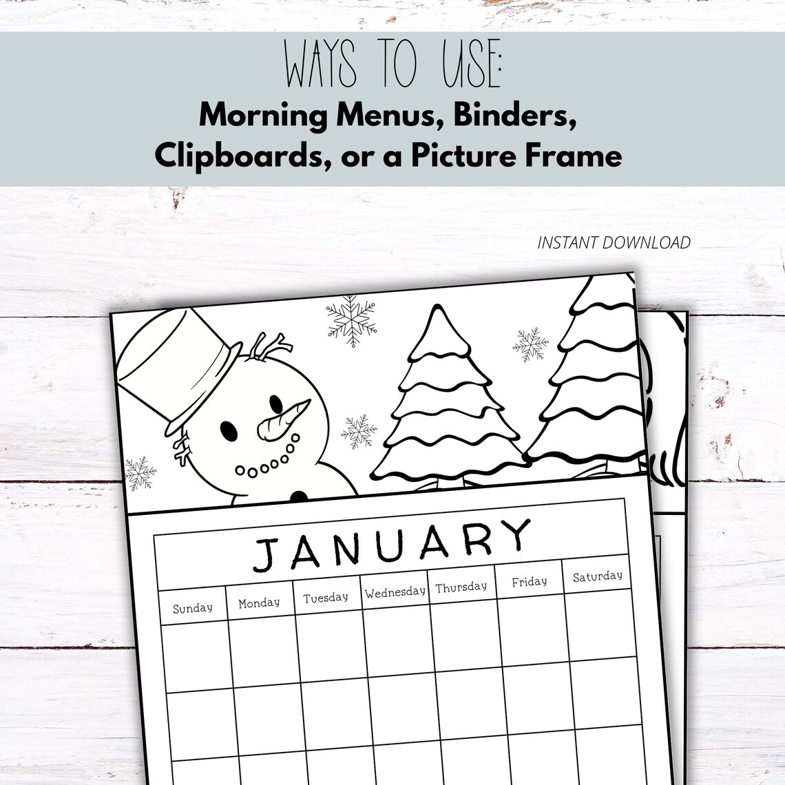 Monthly Calendar Set Coloring Calendar Homeschool Morning - Etsy