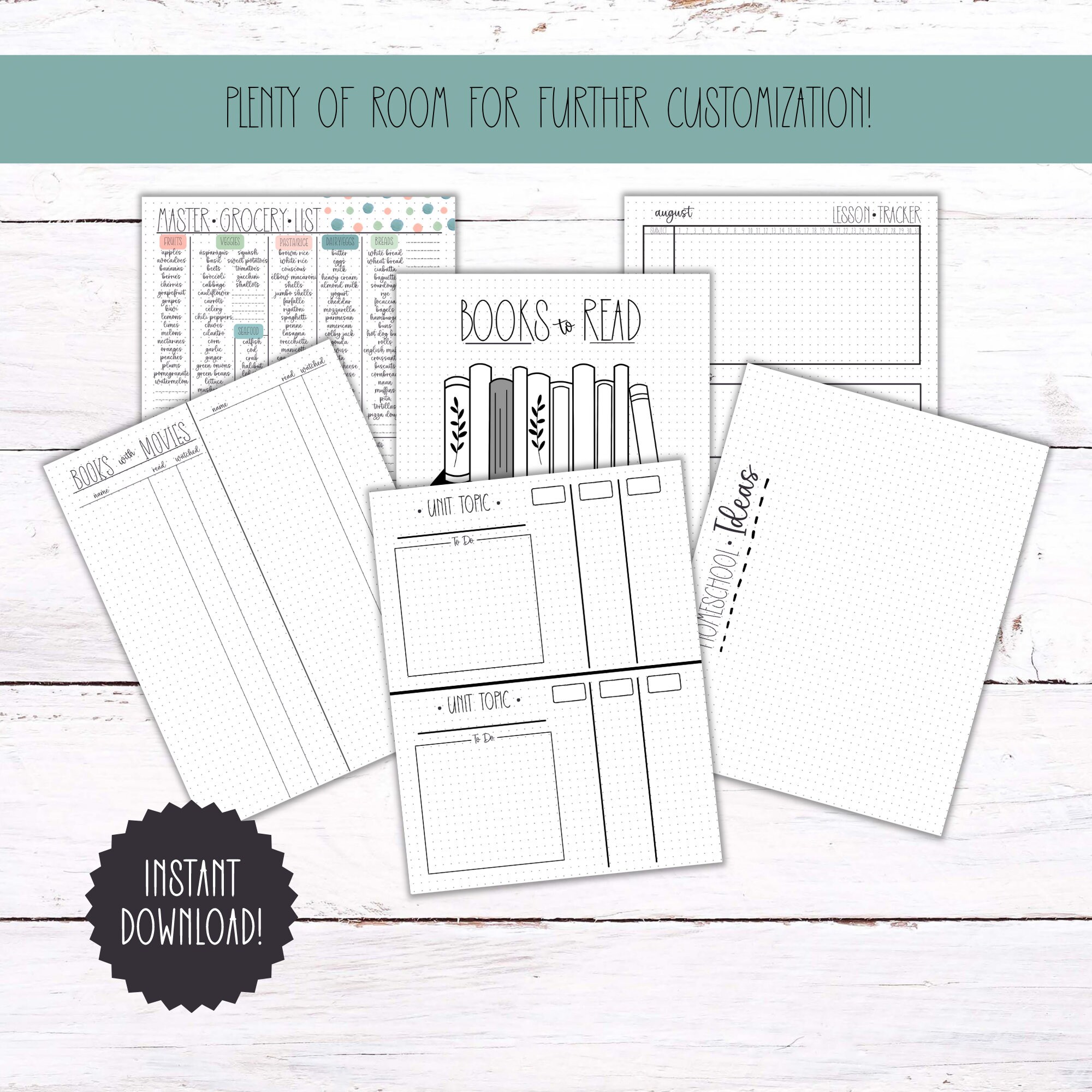 Printable Homeschool Planner Black & White Interior Dot Journal Planner ...