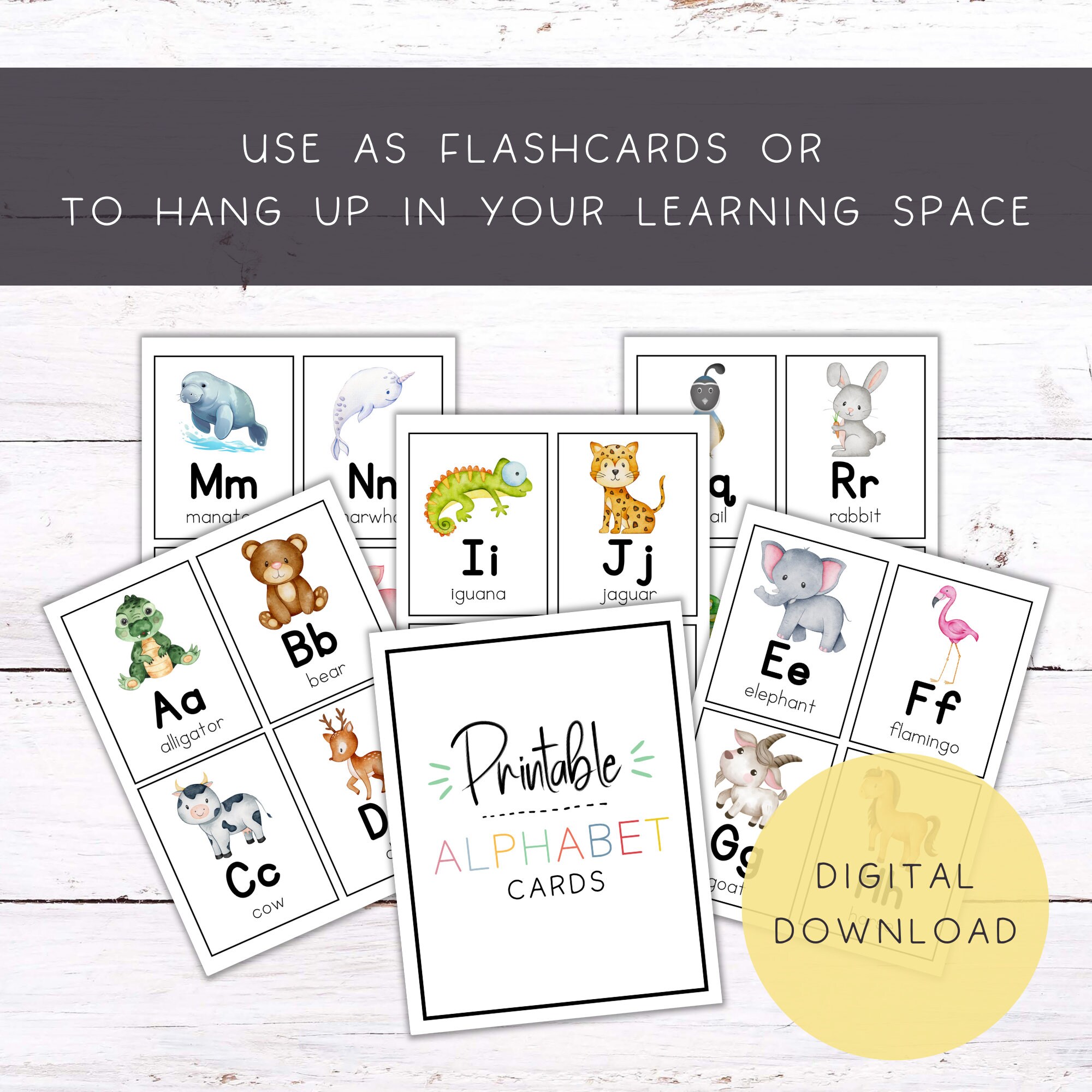 Printable Alphabet Flashcards Letter of the Week Cards - Etsy