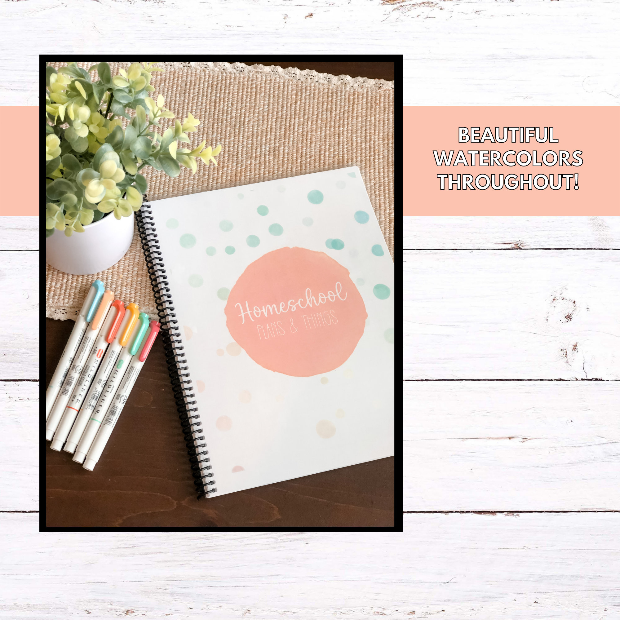 Printable Homeschool Bullet Journal Planner | Watercolor Dots - Etsy