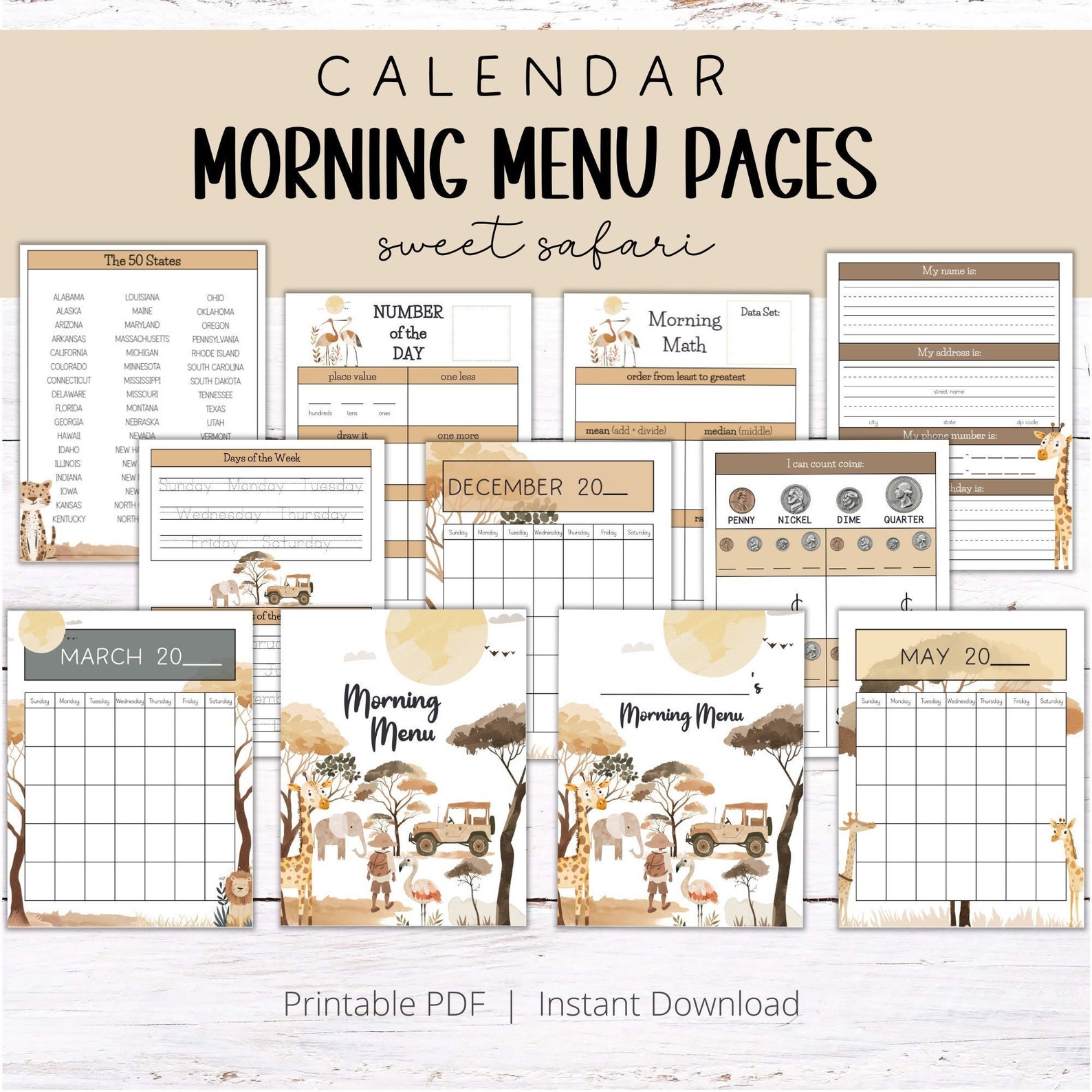 Morning Menu Pages Homeschool Morning Menu Calendar Pages Morning ...