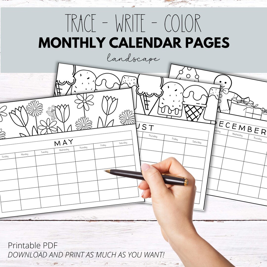 Monthly Calendar Set | Coloring Calendar | Homeschool Morning Menu ...