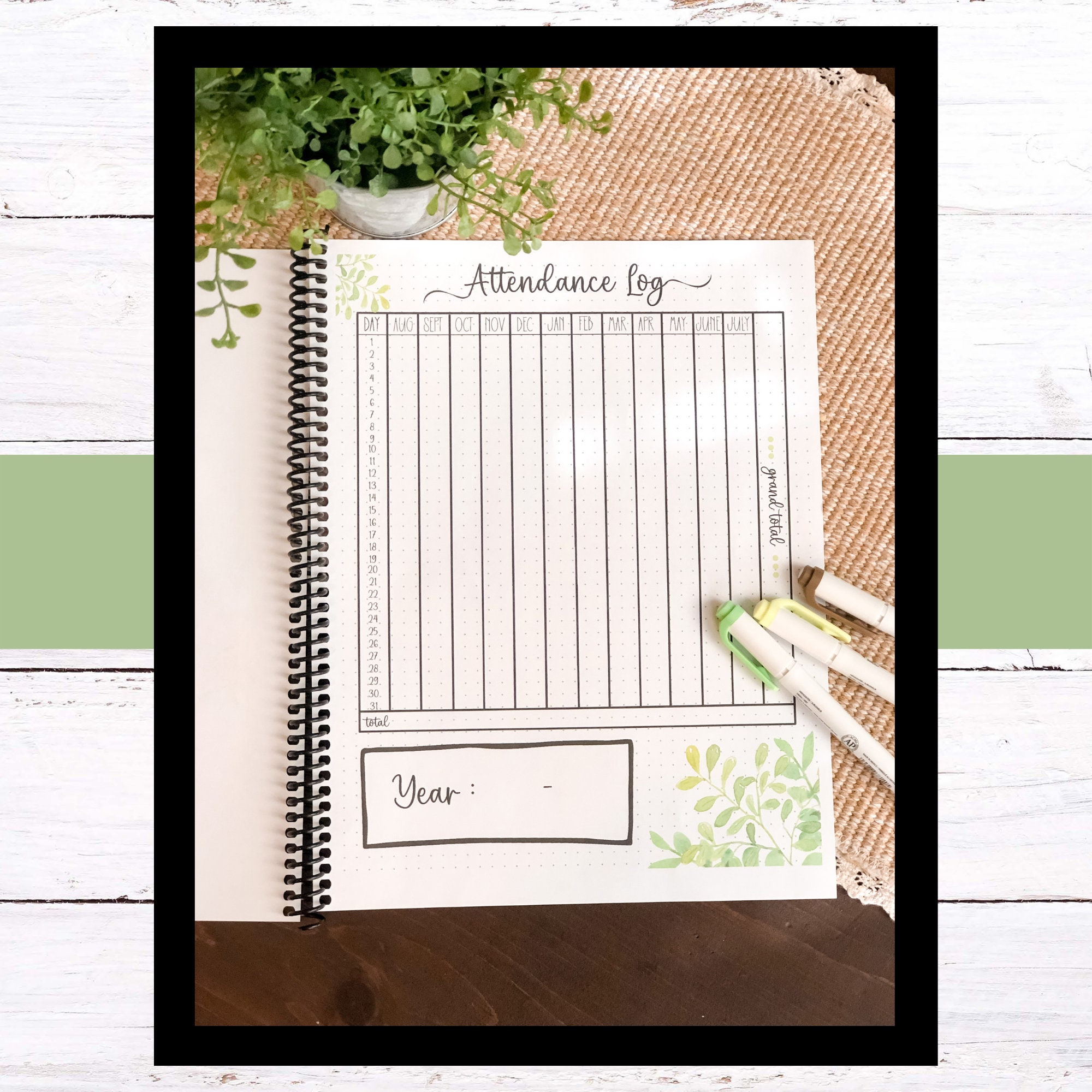 Botanical Printable Homeschool Planner Dot Journal Planner Bullet ...