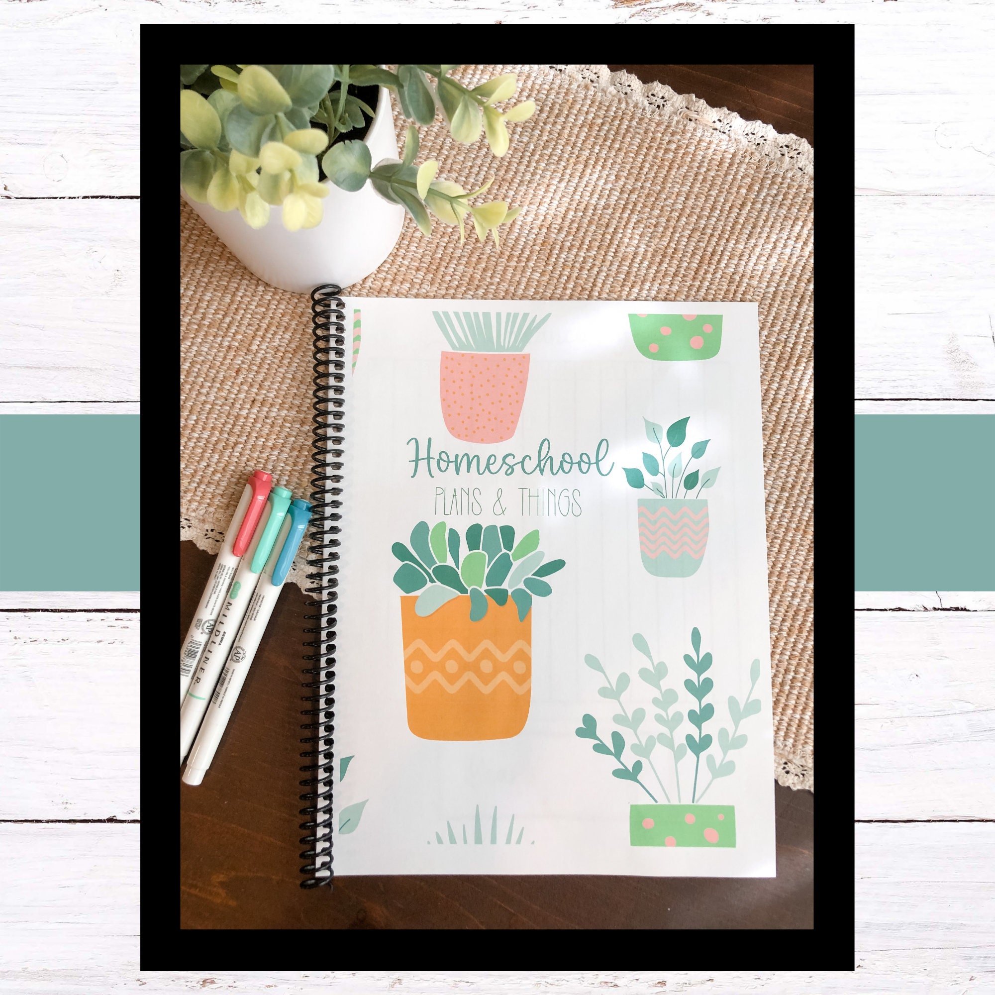 Printable Homeschool Planner Black & White Interior Dot Journal Planner ...