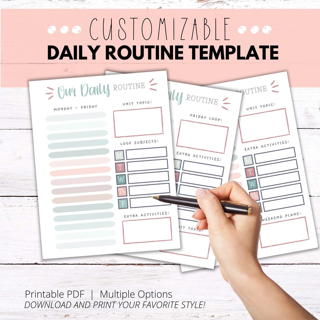 Daily Routine Template Daily Schedule Printable Homeschool Routine - Etsy