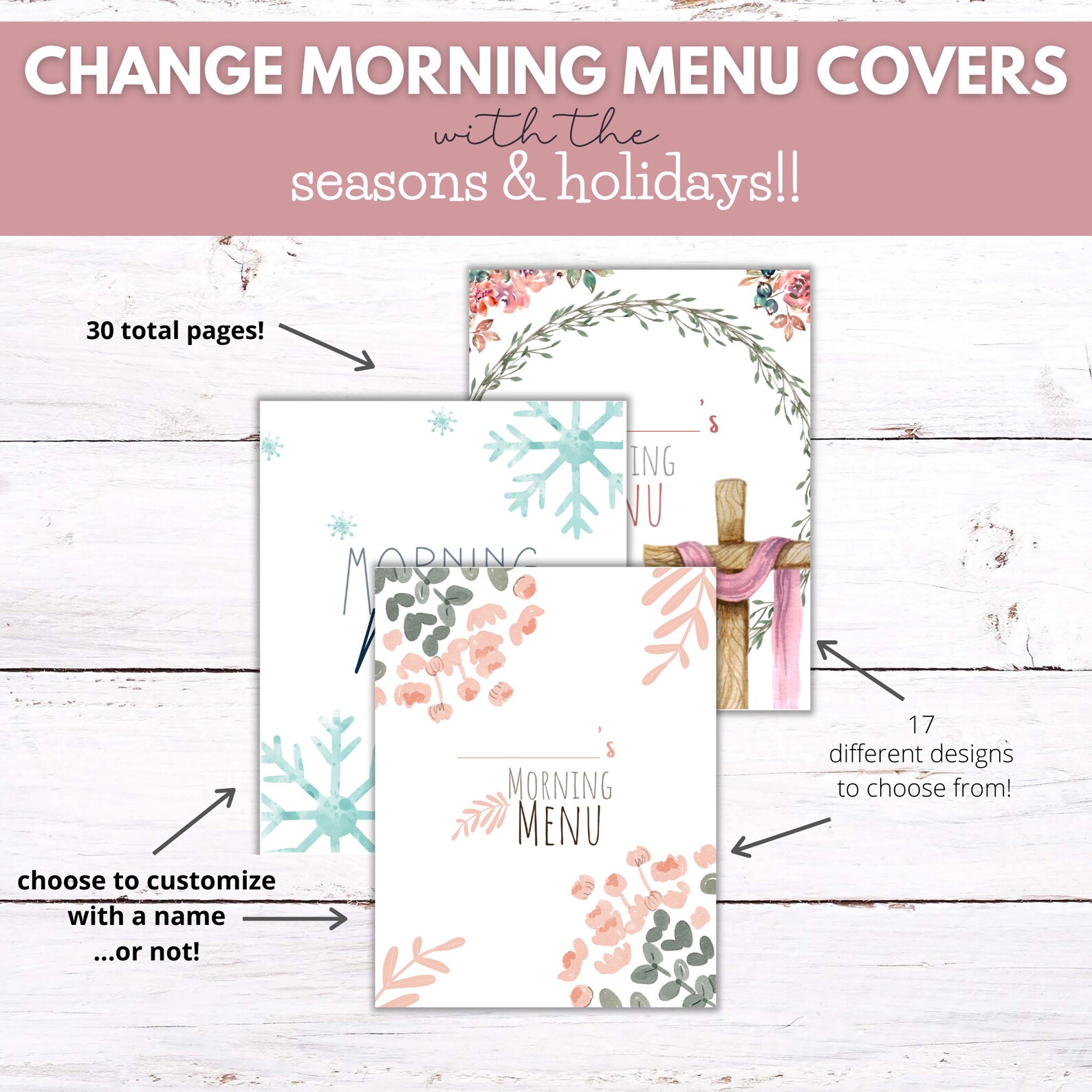 Seasonal Morning Menu Covers Morning Time Binder Covers - Etsy
