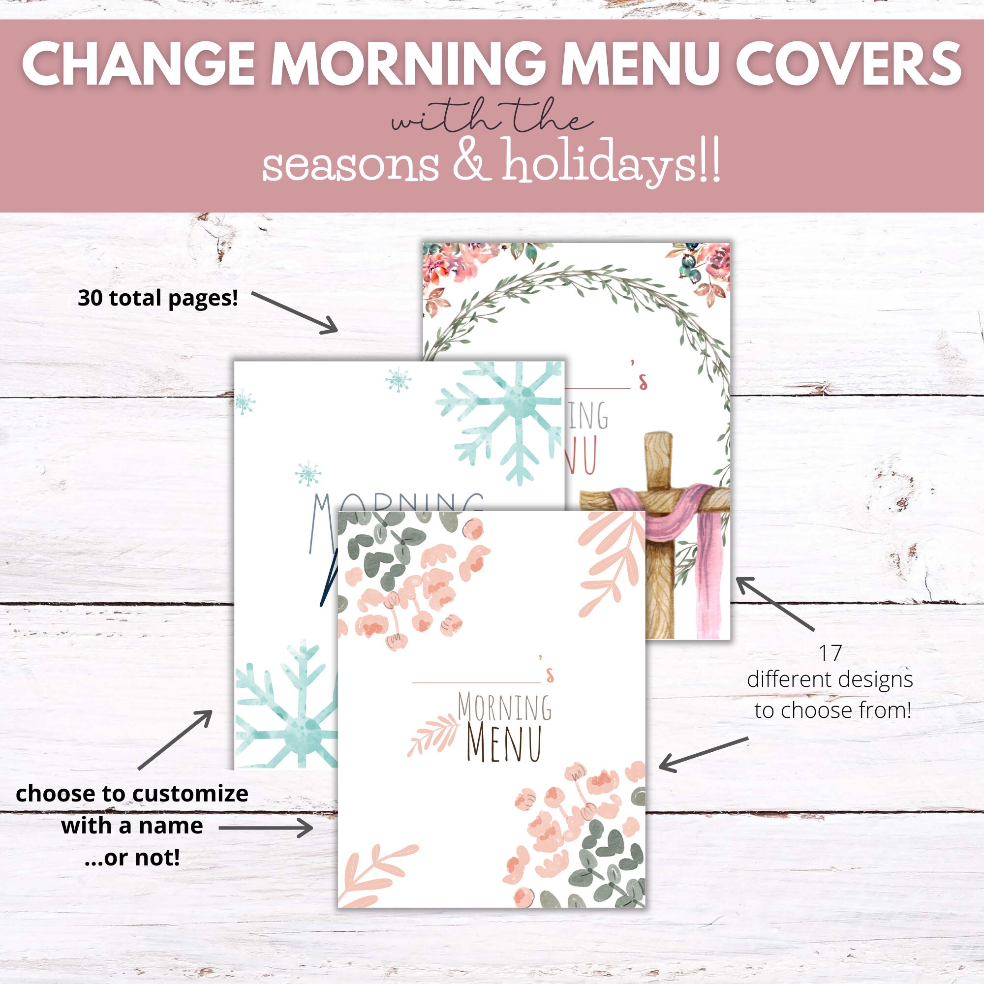 Seasonal Morning Menu Covers Morning Time Binder Covers - Etsy