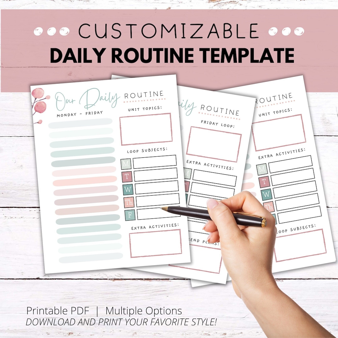 Daily Routine Template | Daily Schedule Printable | Homeschool Routine ...