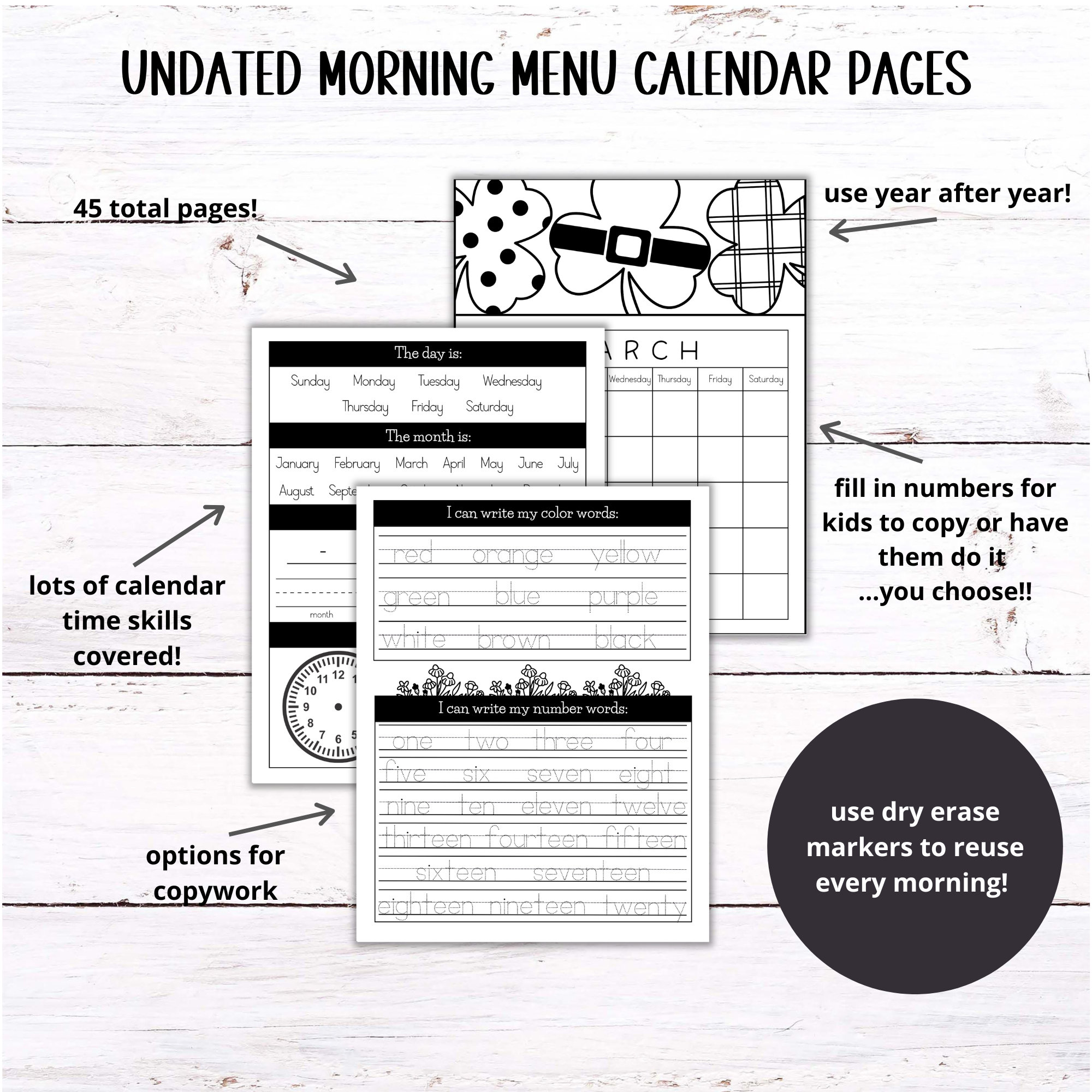 Morning Menu Pages | Homeschool Morning Basket | Calendar Pages ...