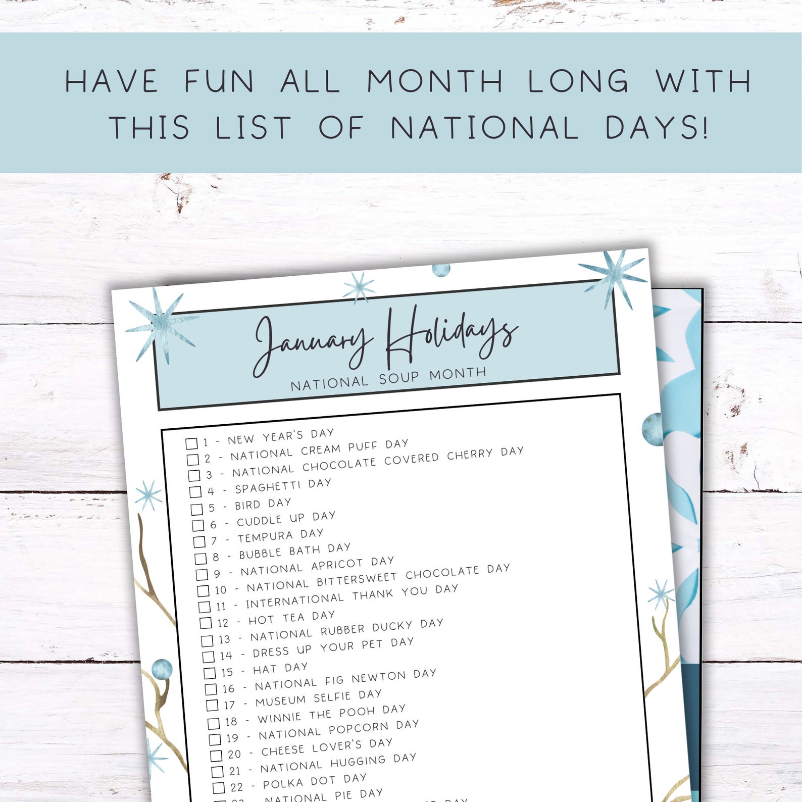 January Bundle | Morning Menu | Winter Themed Printables - Etsy