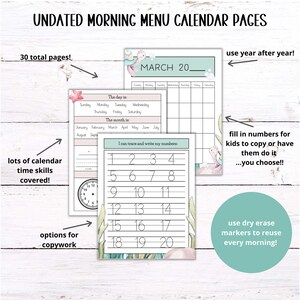 Morning Menu Pages - Under the Sea | Calendar Pages | Homeschool ...