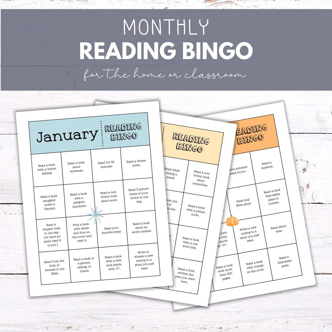 Monthly Reading Bingo | Fun Reading Challenge | Printable Game - Etsy