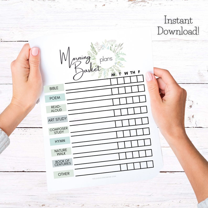Homeschool Morning Basket Schedule | Morning Basket Planner ...