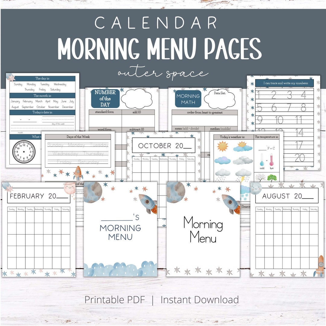 Morning Menu Pages | Homeschool Morning Menu | Calendar Pages | Morning ...