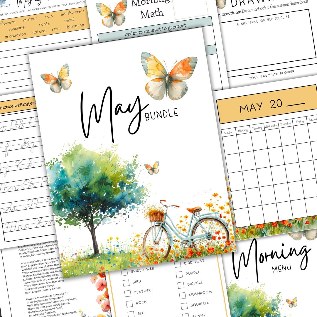 May Bundle | Morning Menu | Spring Printables | Flower Activities - Etsy