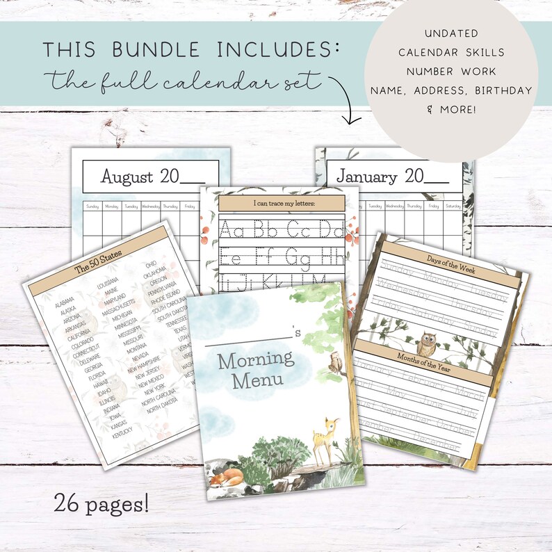 Morning Menu Bundle Calendar Pages Morning Basket - Etsy