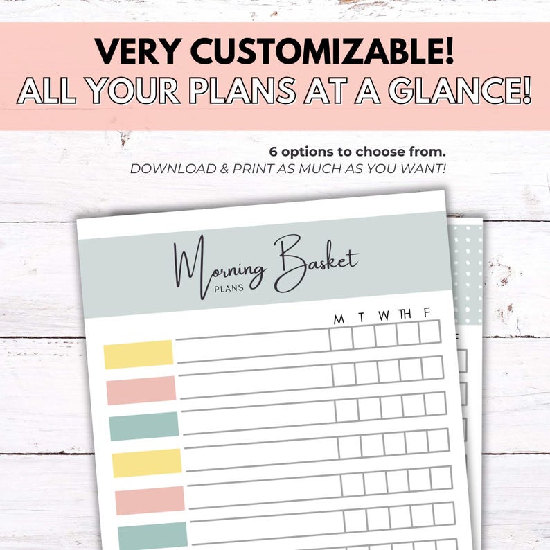 Homeschool Morning Basket Schedule | Planning Pages (digital PDF) - Etsy
