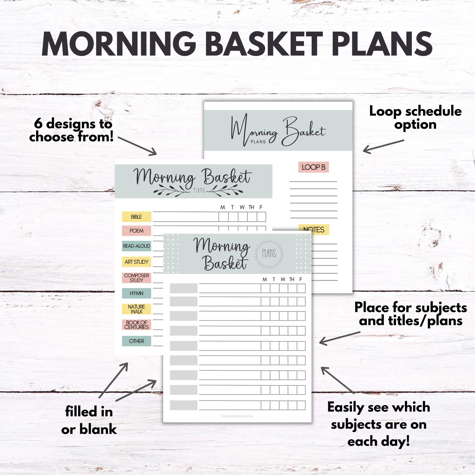 Homeschool Morning Basket Schedule | Planning Pages (digital PDF) - Etsy